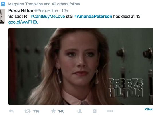 'Can't Buy Me Love' star Amanda Peterson dies at 43 | wcnc.com