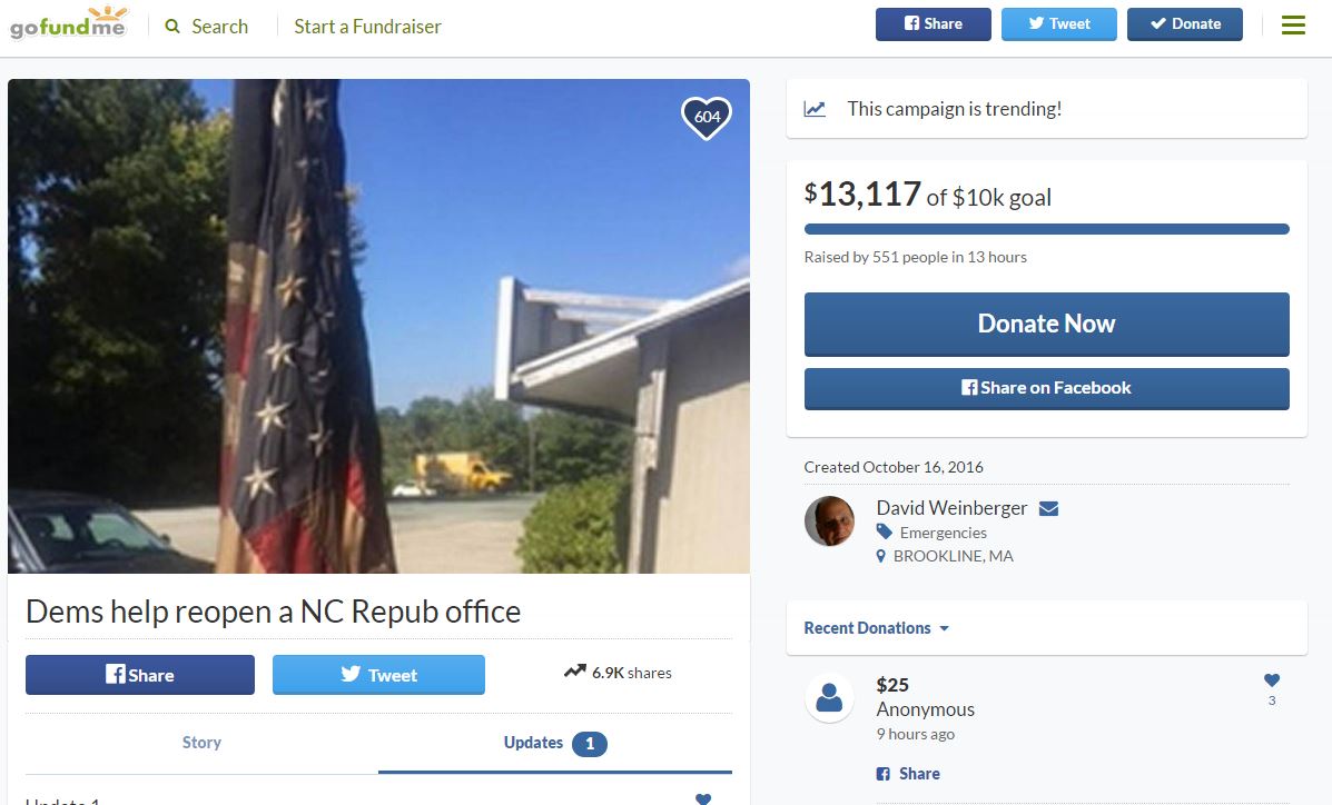 Dem. fundraising effort for firebombed GOP office achieves goal in ...