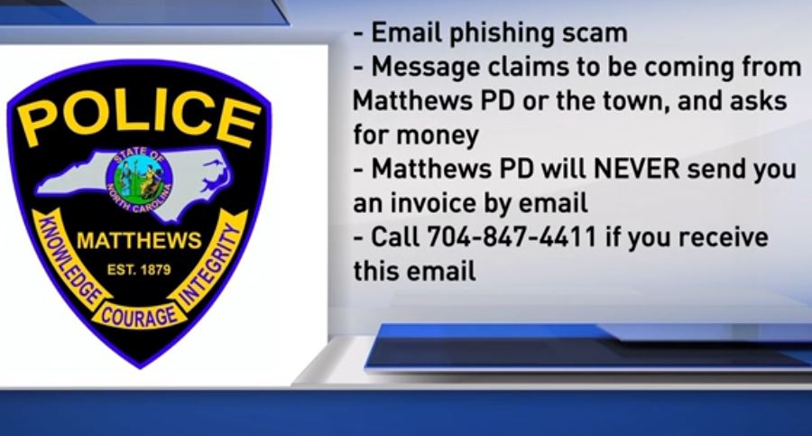 Watch out for this email phishing scam posing as Matthews Police | wcnc.com